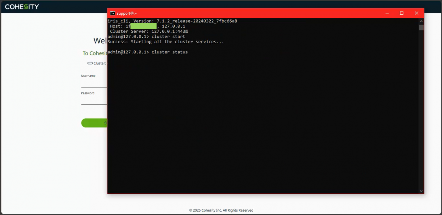 Start-up Cohesity Cluster (Virtual Edition) after graceful Shutdown ...